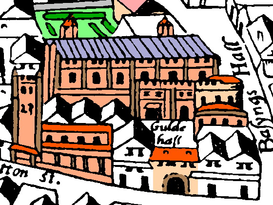 Digitised and coloured version of the Agas map